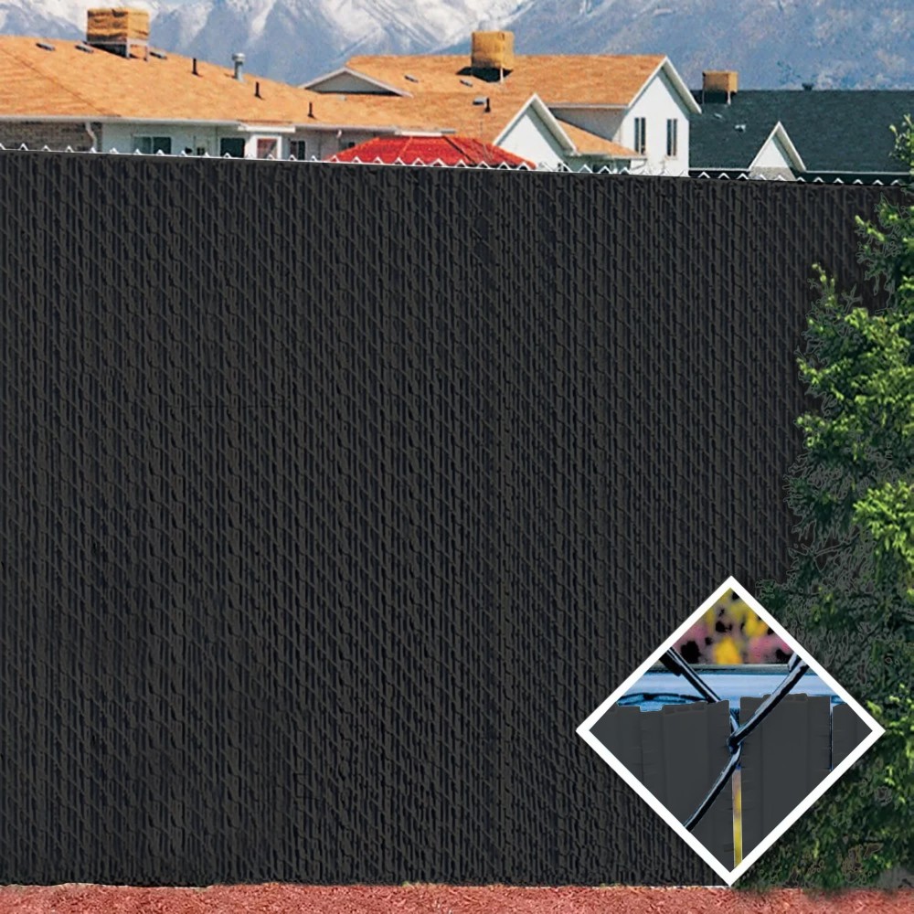 PDS 5' Chain Link Fence Winged Slat Privacy Slats (Black) | Privacy ...