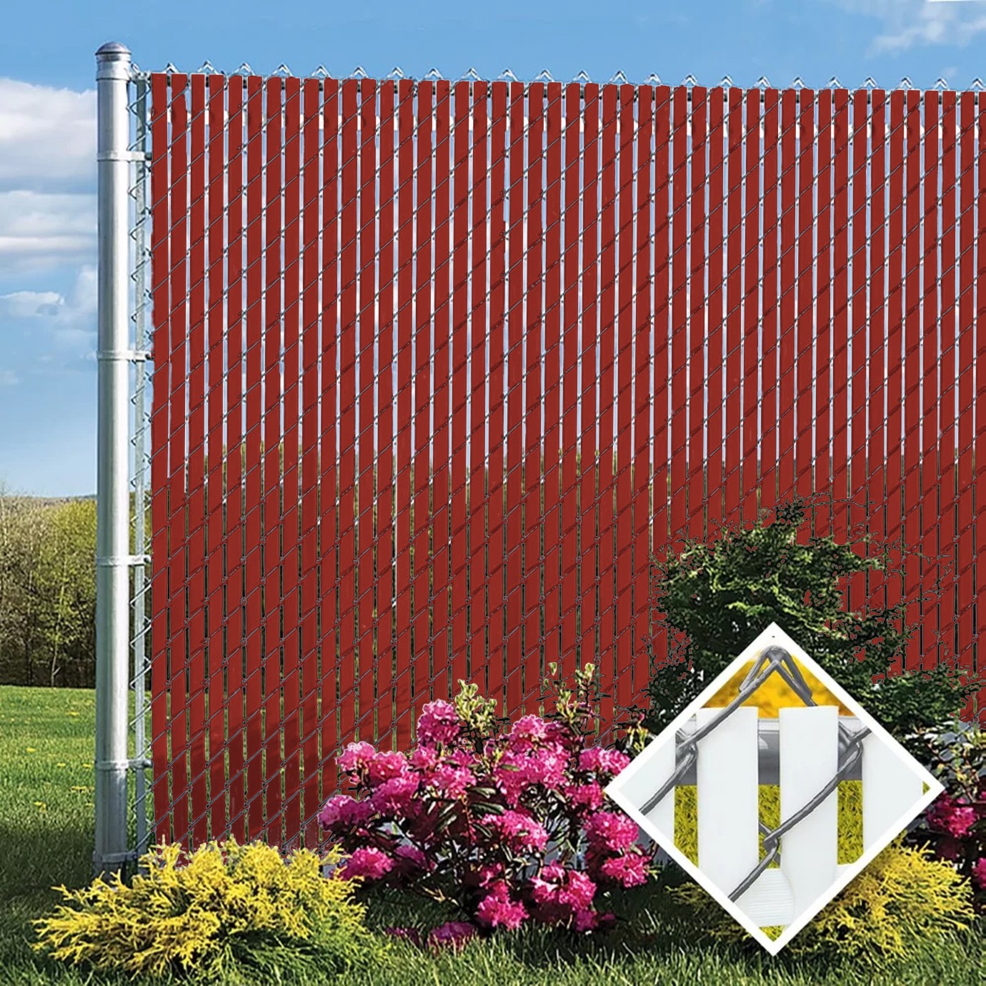 PDS 5' Top Locking Privacy Slats for Chain Link Fence (Redwood, 2 Inch ...