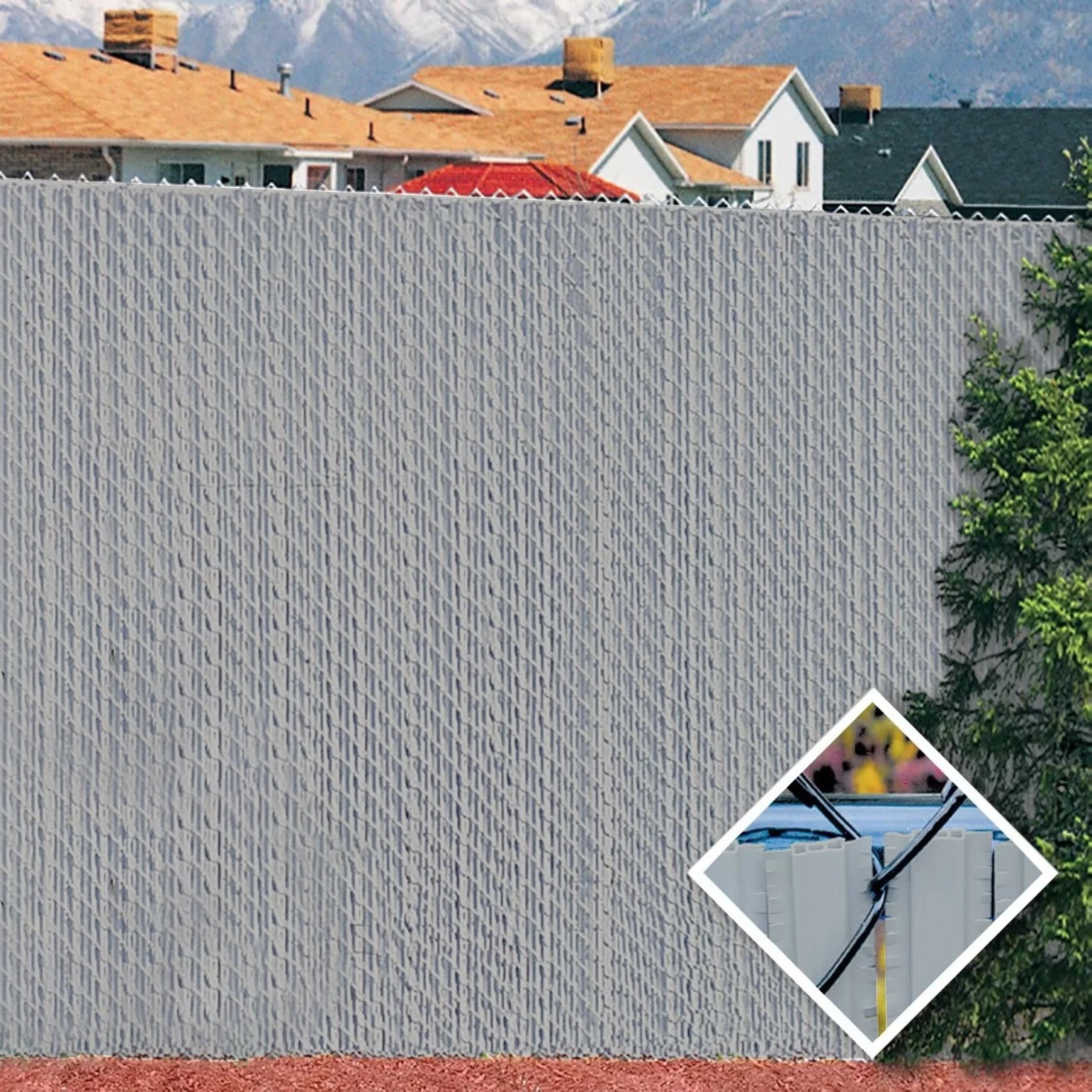 PDS 3' Chain Link Fence Winged Slat Privacy Slats (Gray) | Privacy Slat ...