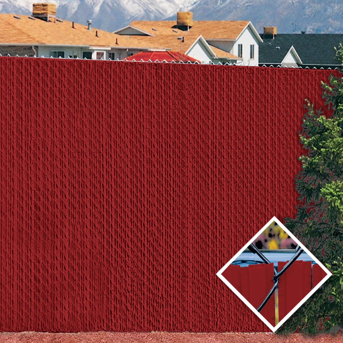 PDS 6' Chain Link Fence Winged Slat Privacy Slats (Redwood) | Privacy ...