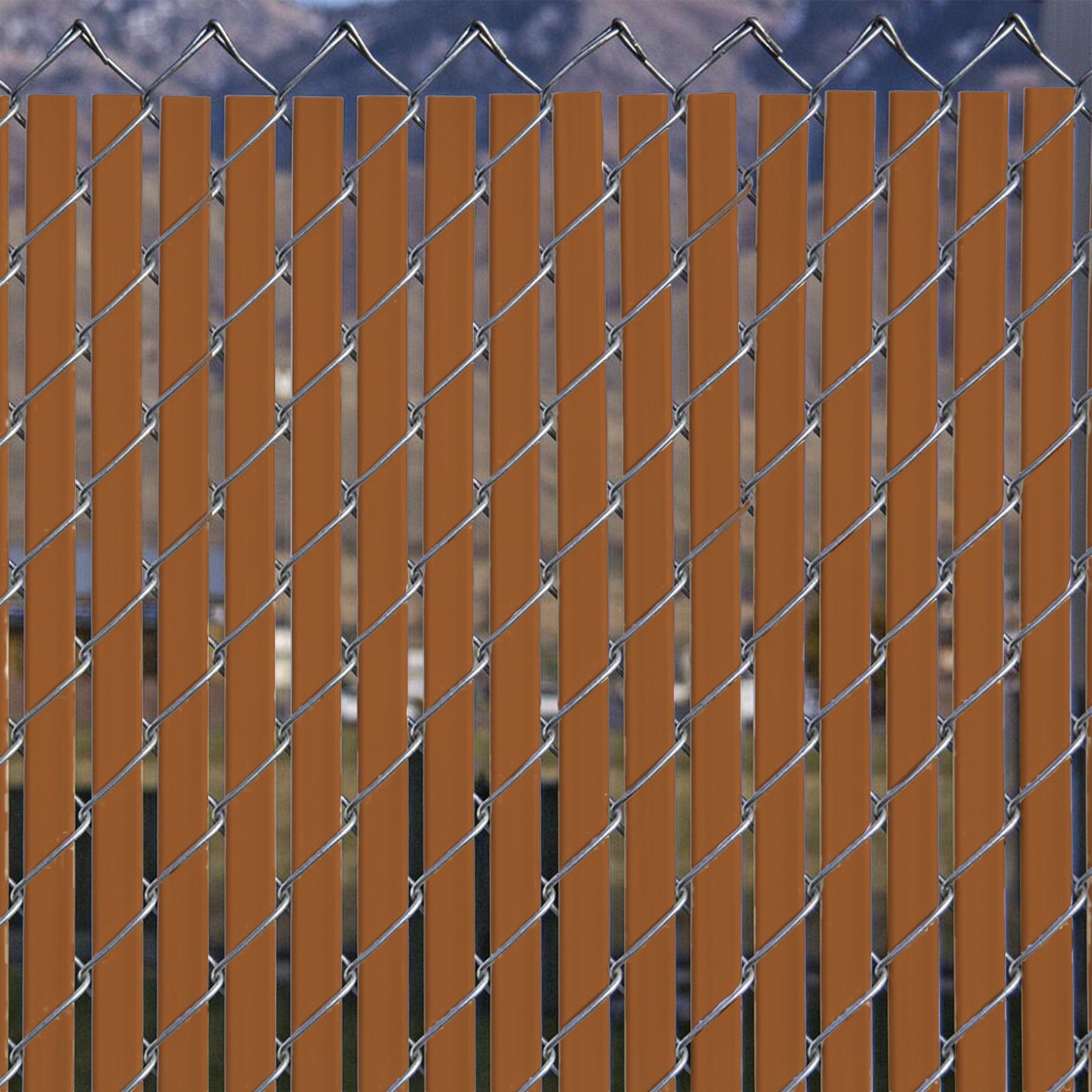 PDS 5' Chain Link Fence Bottom Locking Privacy Slats (Brown, 2 Inch ...