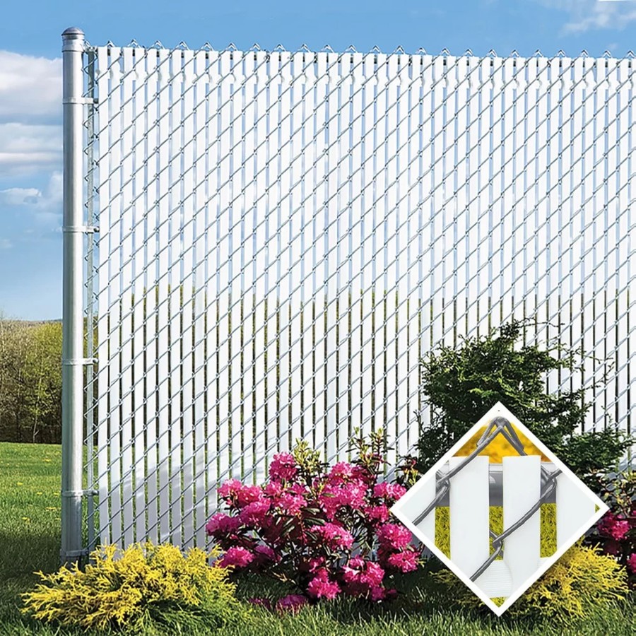 PDS 10' Top Locking Privacy Slats for Chain Link Fence (White, 2 Inch ...