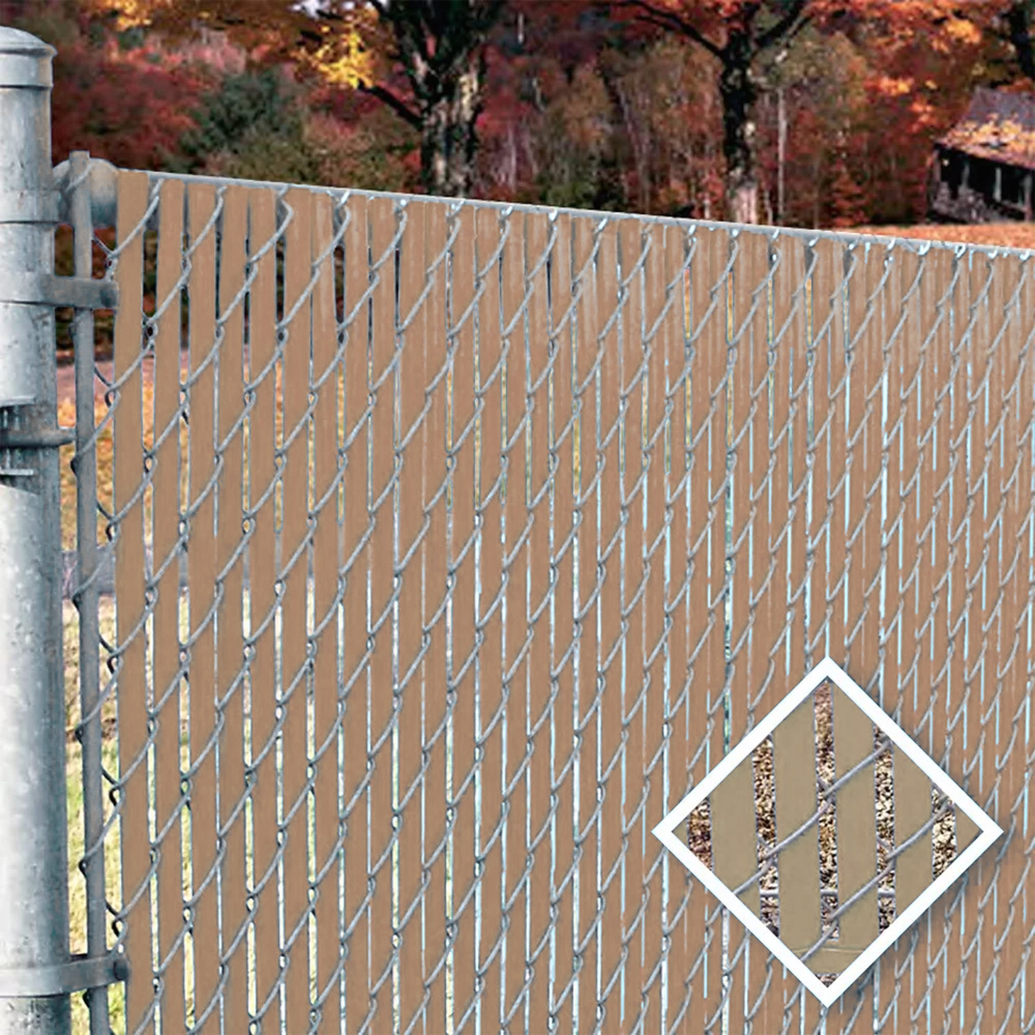 PDS 10' Chain Link Fence Bottom Locking Privacy Slats (Beige, 1-3/4 ...