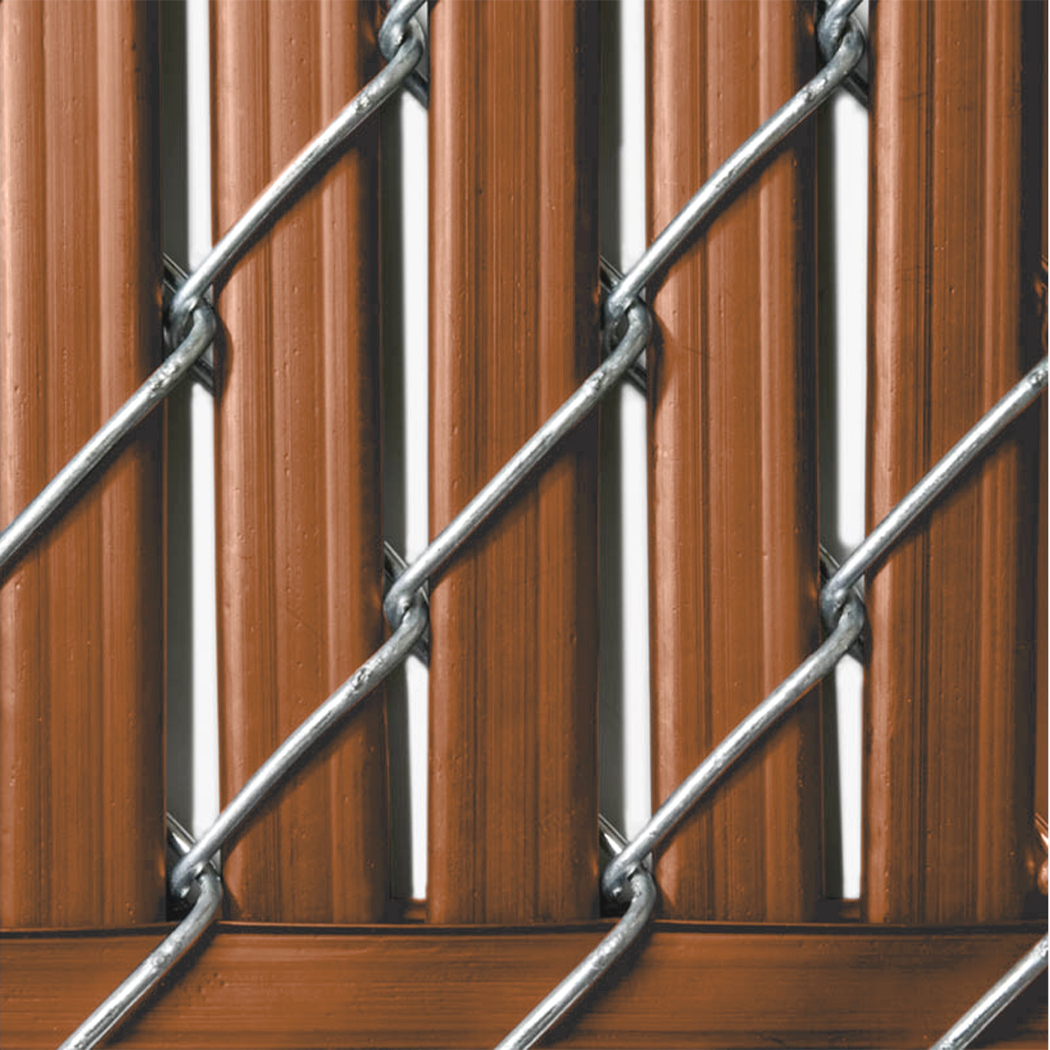 PDS 3' Chain Link Fence Bottom Locking Privacy Slats (Brown, 2 Inch ...