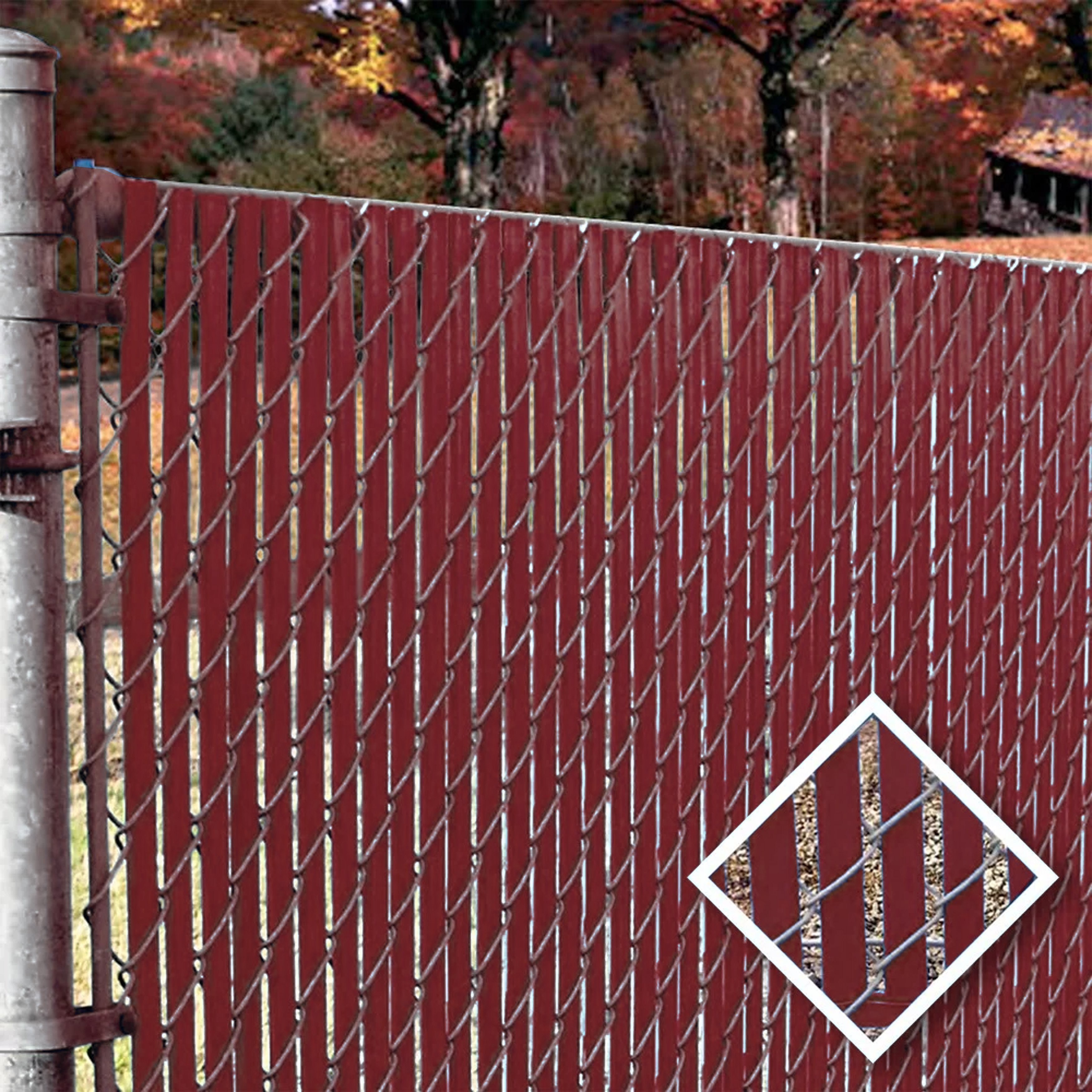 PDS 5' Chain Link Fence Bottom Locking Privacy Slats (Redwood, 2 Inch ...