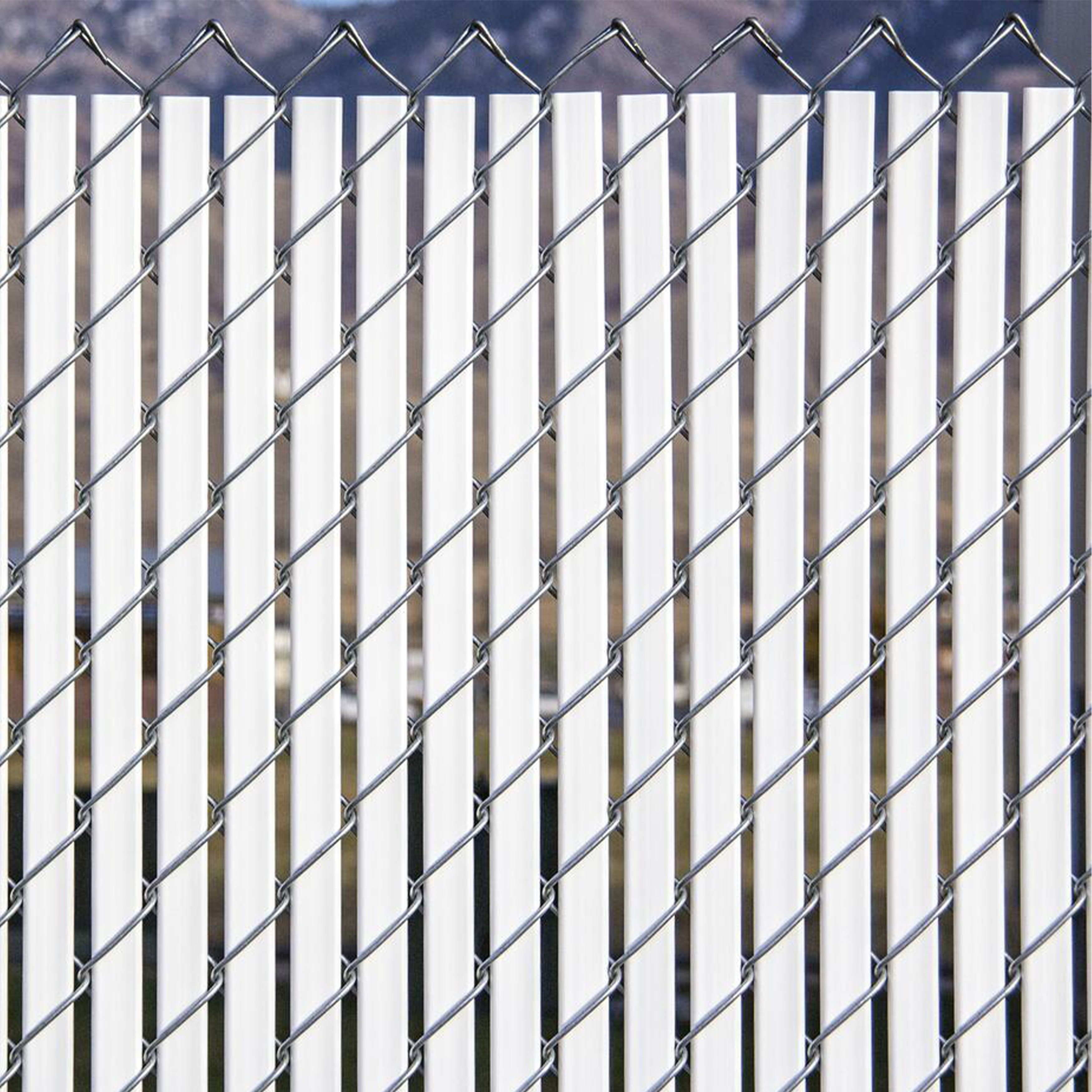 PDS 10' Chain Link Fence Bottom Locking Privacy Slats (White, 2 Inch ...