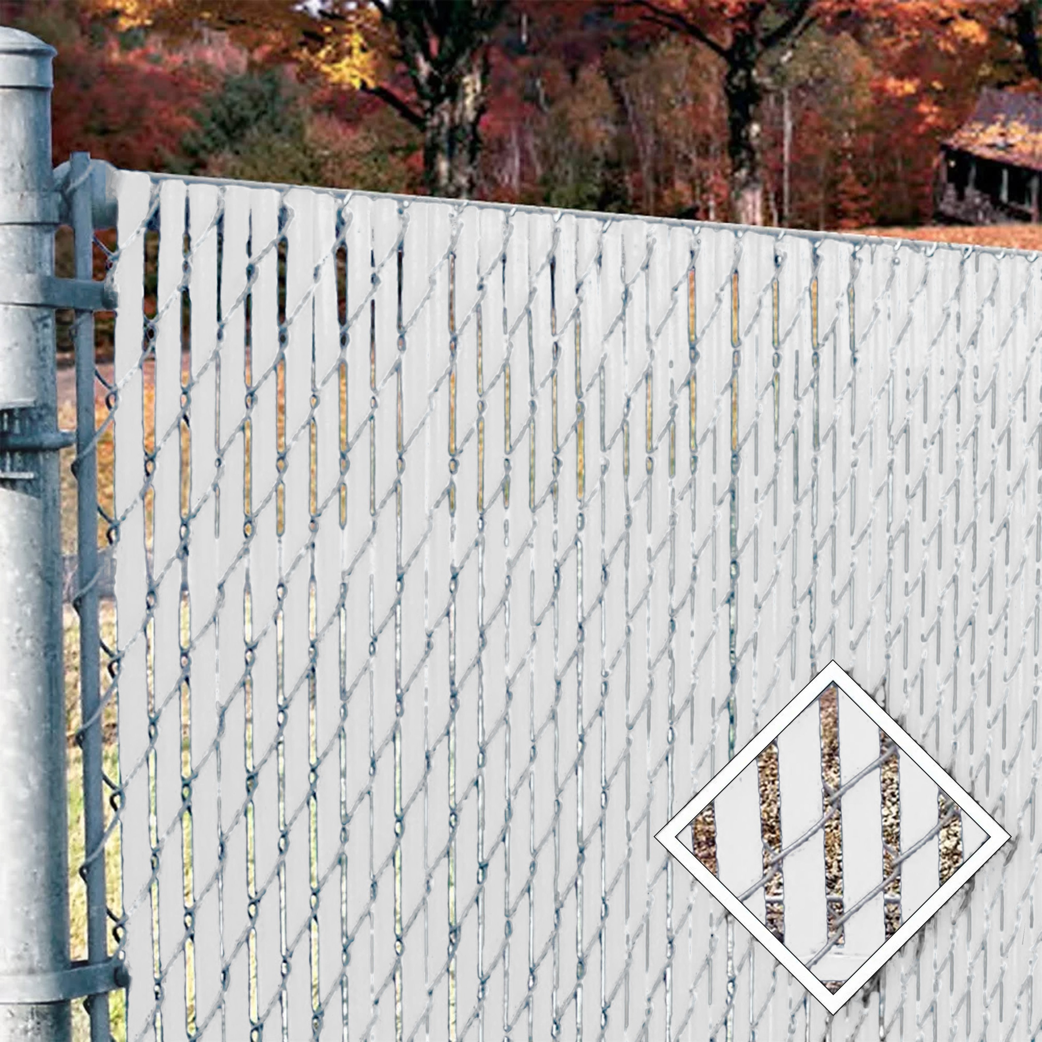 PDS 7' Chain Link Fence Bottom Locking Privacy Slats (White, 2 Inch ...