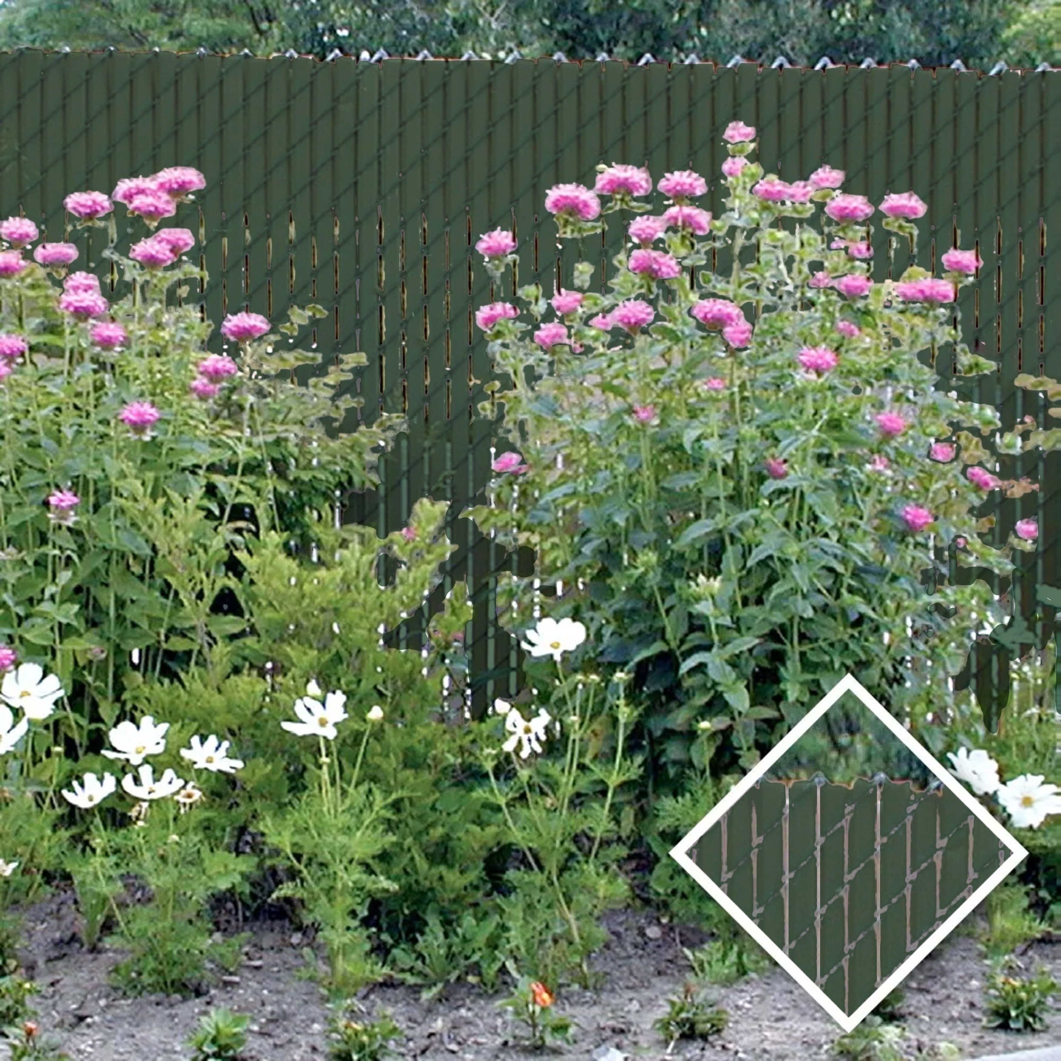 PDS 5' Chain Link Fence Feather Lock Privacy Slats (Green, 2 Inch ...