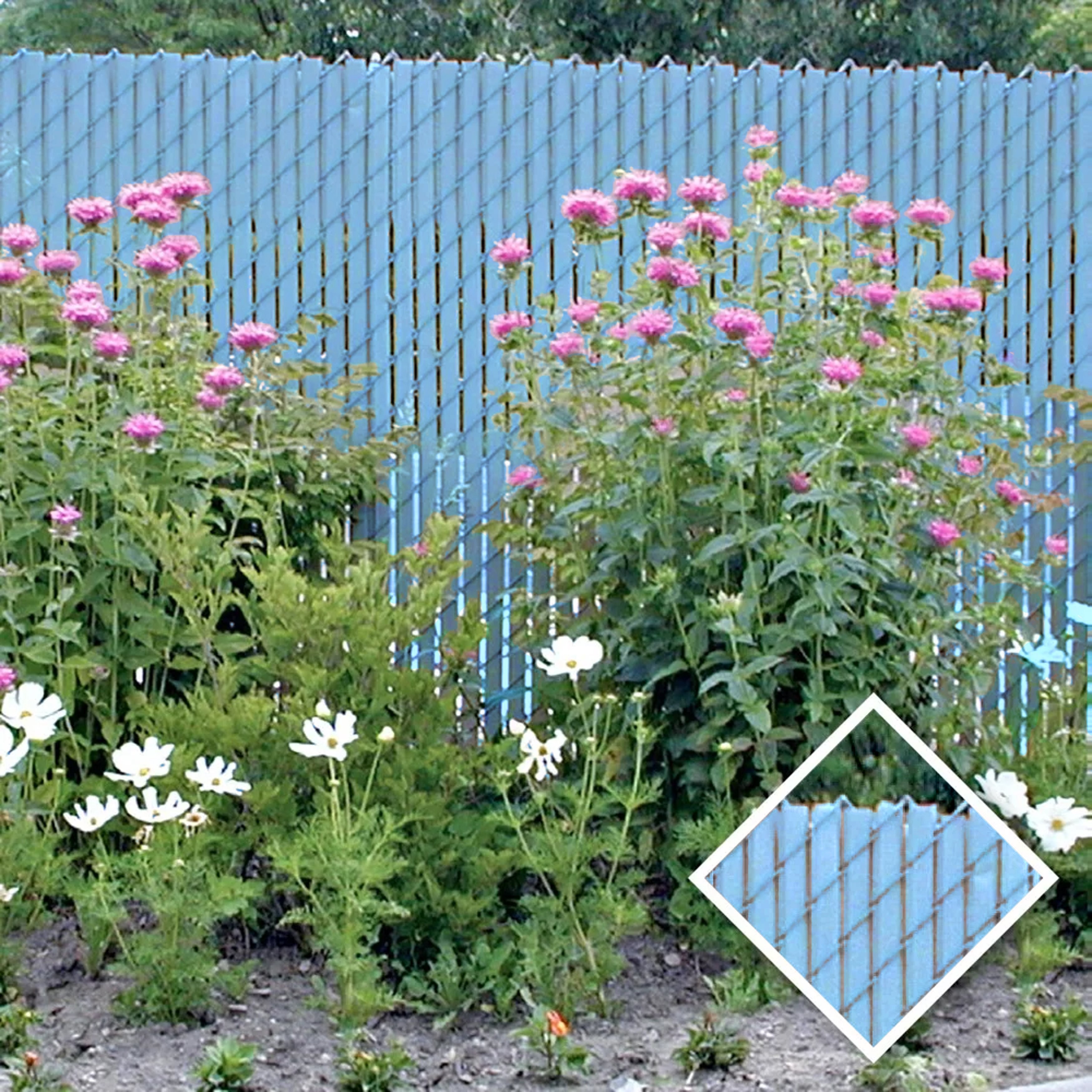 PDS 10' Chain Link Fence Feather Lock Privacy Slats (Light Blue, 2 Inch ...